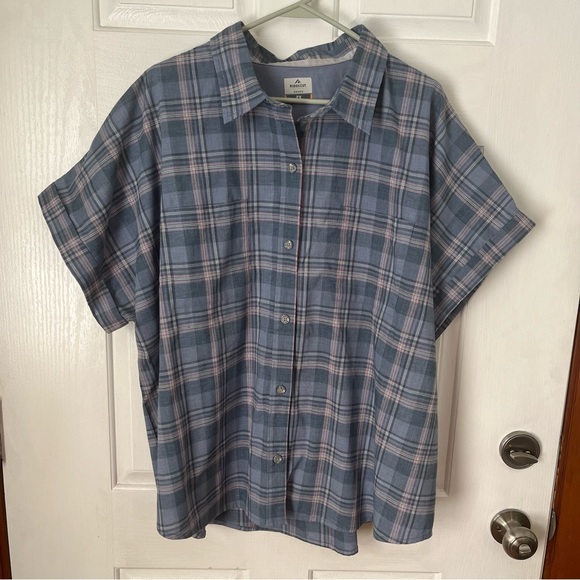 Tops | Ridgecut Nwt Womens Blue Plaid Button Down Short Sleeve Shirt | Poshmark